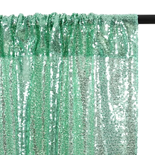 Green Sequin Backdrop Curtain, 2 Panels Mint Green Sequin Backdrop ...