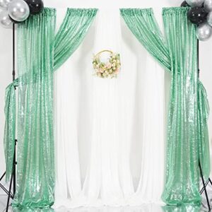 Green Sequin Backdrop Curtain, 2 Panels Mint Green Sequin Backdrop ...