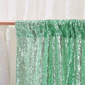 Green Sequin Backdrop Curtain, 2 Panels Mint Green Sequin Backdrop ...