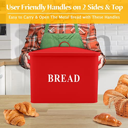 TeamFar Bread Box for Kitchen Countertop, Metal Extra Large Bread Box ...
