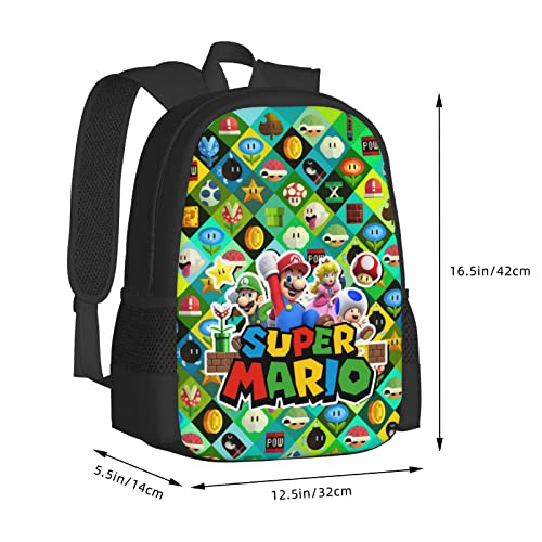 Mario Games Backpack Shoulder Bag Cartoon Lightweight Daypack Travel ...