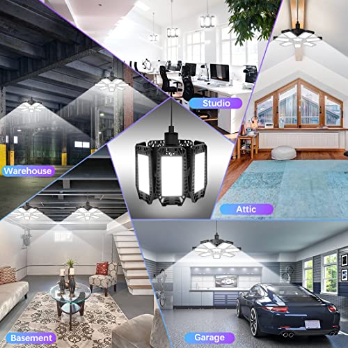 2 Pack LED Garage Light,200W Garage Light 20000lm Deformable Garage ...
