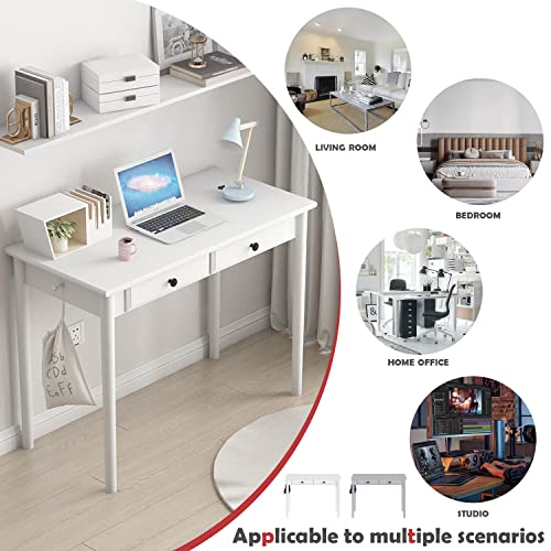 VAMEPOLE Computer Desk for Home Office, 39" Small White Office Desk ...