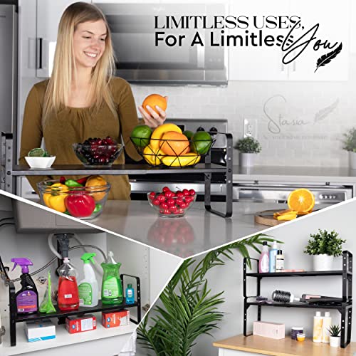 Expandable Kitchen Cabinet Shelf Organizers - Adjustable Height & Width ...