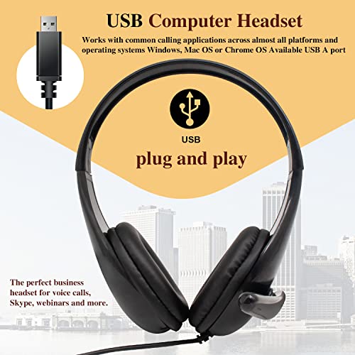 AVOVA USB Computer Headset with Microphone Wired Stereo Headphones,Call ...