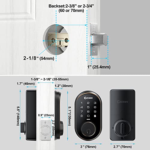 Keyless Entry Door Lock - GEEANN Smart Keypad Deadbolt Lock, Electronic ...