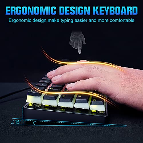 BENGOO Mechanical Gaming Keyboard, 60% Rainbow LED Backlit Compact ...