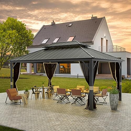OLILAWN Gazebo 12x16, Outdoor Hardtop Gazebo with Large Aluminum Frame ...