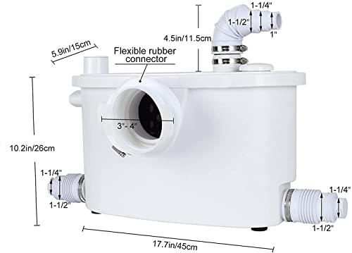 Upflush Macerating Toilet with Pump for Basement, Macerator Pump, 1 ...