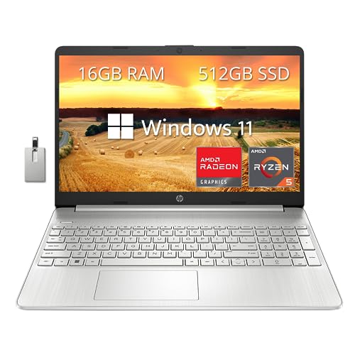 HP 2022 15.6" FHD Laptop, AMD Ryzen 5-5500U Processor, 16GB RAM, 512GB ...