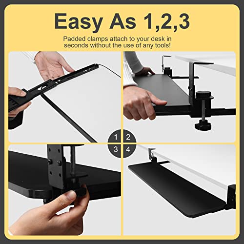Kanrichu 36'' Extra Large Keyboard Tray, No Screw Long Adjustable ...