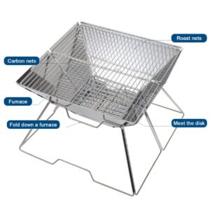 Portable Charcoal Grill,Quadrangle barbecue rack, Folding Stainless ...