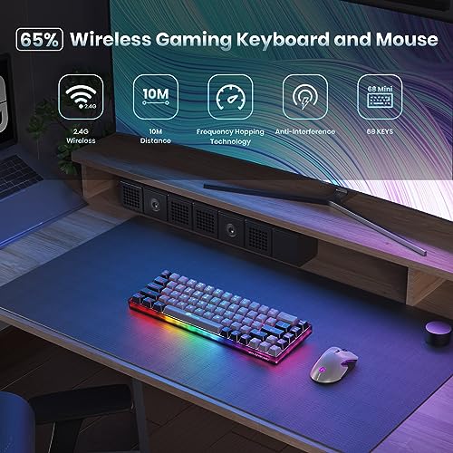 GEODMAER 65% Wireless Gaming Keyboard and Mouse Combo, Rechargeable ...