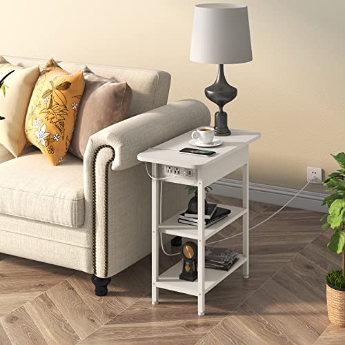 LIDYUK End Table with Charging Station, Flip Top Side Table with USB ...