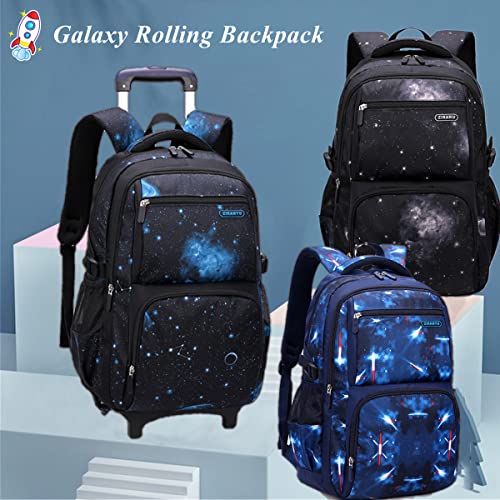 Galaxy Rolling Backpacks for Boys School Elementary, Universe Trolley ...