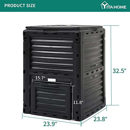 YITAHOME Large Outdoor Compost Bin, 80 Gallon (300L) Composter Box with ...