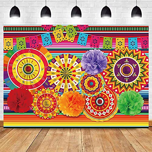 MAQTT Mexican Fiesta Backdrop for Party Decoration Coloful Horizontal ...