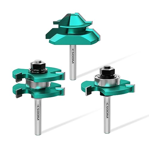 CSOOM 3PCS 45 Degree Miter Router Bits & Tongue and Grooving Router ...