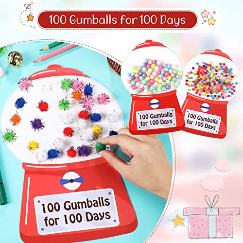 24 Pieces 100th Day of School Kit 100 Gumballs for 100 Days Paper ...