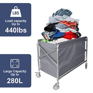 Folding Laundry Cart Commercial Rolling Laundry Basket Trucks with ...