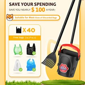 PETNOZ LIFE Large Swivel Bin & Rake Pooper Scooper with 40 Waste Bags ...