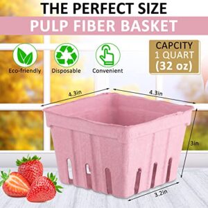 150 Pack Molded Pulp Fiber Berry Baskets, 4.3 x 4.3 x 3 Inch 1 Pint ...