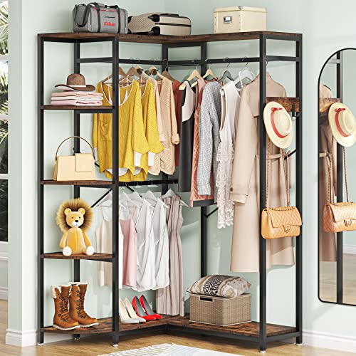 Tribesigns L-Shape Clothes Rack. Freestanding Clothing rack with ...