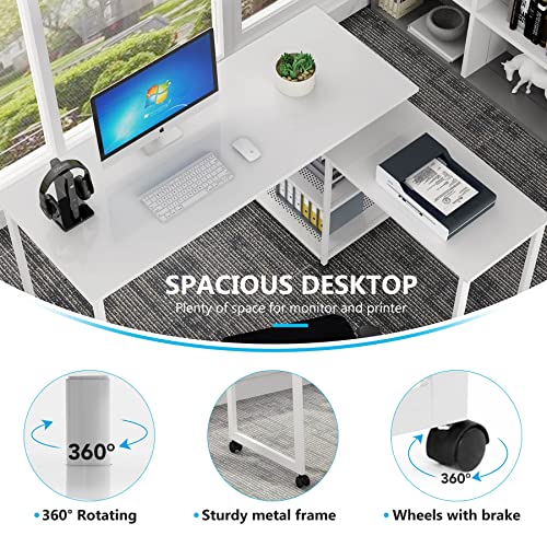 TRIBESIGNS WAY TO ORIGIN 55 Inch Reversible Office Desk, 360° Rotating ...