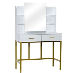 IRDFWH 90 x 45 x 78-143.5Dressers Dressing Table FCH Desktop with Shelf ...