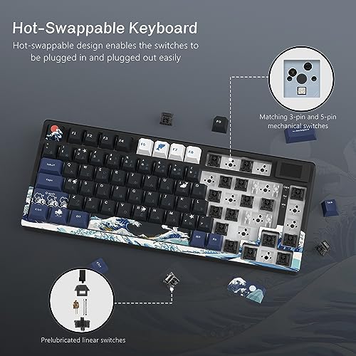 XVX S-K80 75% Keyboard with Color OLED Display Mechanical Gaming ...