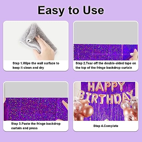LIKAJON 3 Pack 3.3x8.2 Feet Purple Backdrop for Purple Party ...