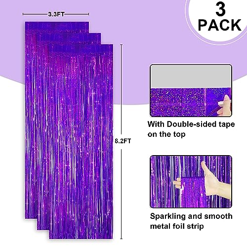 LIKAJON 3 Pack 3.3x8.2 Feet Purple Backdrop for Purple Party ...