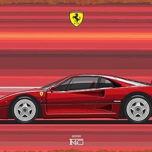 FERRARI F40/CAR FLAT VECTOR PosterMetal Sign Retro Wall Decor for Home ...