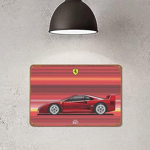 FERRARI F40/CAR FLAT VECTOR PosterMetal Sign Retro Wall Decor for Home ...