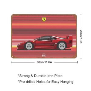 FERRARI F40/CAR FLAT VECTOR PosterMetal Sign Retro Wall Decor for Home ...