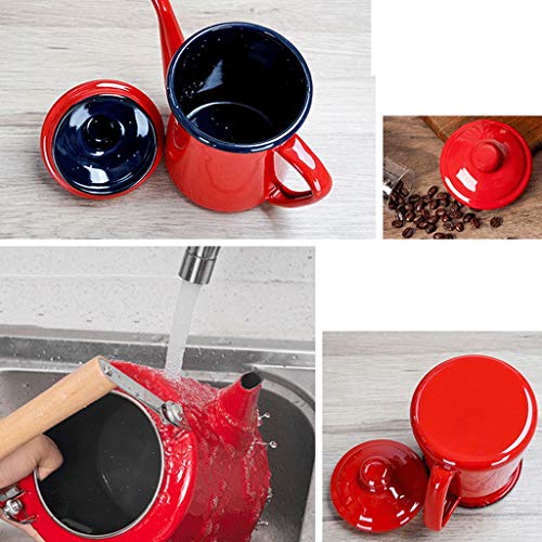 FURLOU Kettle for Stove top Enamel Kettle Red Gooseneck Kettle Creative ...