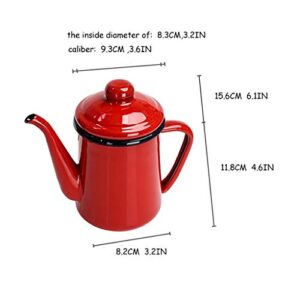 FURLOU Kettle for Stove top Enamel Kettle Red Gooseneck Kettle Creative ...