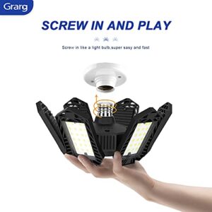 Grarg 2 Pack 185W LED Garage Lights, 18500LM 6500K Deformable Garage ...