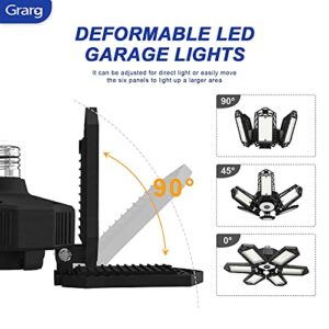 Grarg 2 Pack 185W LED Garage Lights, 18500LM 6500K Deformable Garage ...