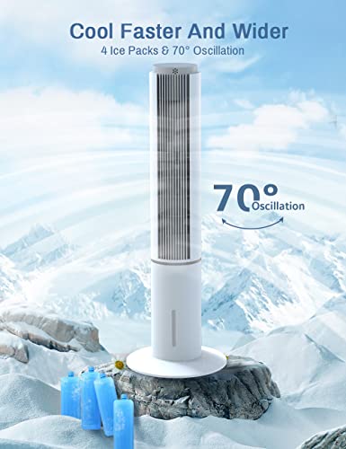 Evaporative Air Cooler - HiFresh 42-In Bladeless Tower Fan w/4 Ice ...