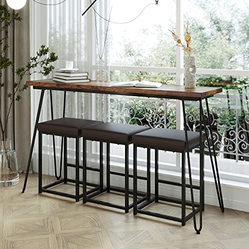 Merax 4-Piece Counter Height Wooden Dining Set with Extra Long Dining ...