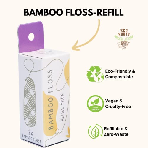 ECO ROOTS Bamboo Floss Refill x2 Rolls, Eco Friendly Dental Floss ...