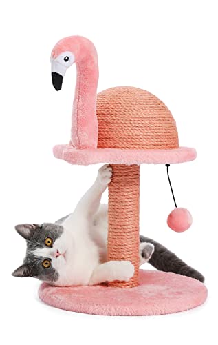 PETEPELA Cat Scratching Post, Flamingos Natural Sisal Cat Scratcher ...