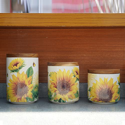 Sunddo Sunflower Ceramic Canister Sets for Kitchen Counter,Tea Coffee ...
