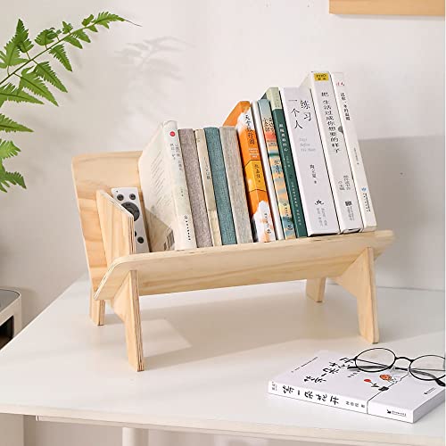 KUAIYU Wood Bookcase, Tilted Bookcase,Desktop Bookshelf Simple Tabletop ...