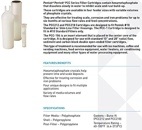 Pentair Pentek PCC-1 Phosphate Water Filter, 10-Inch, Under Sink ...