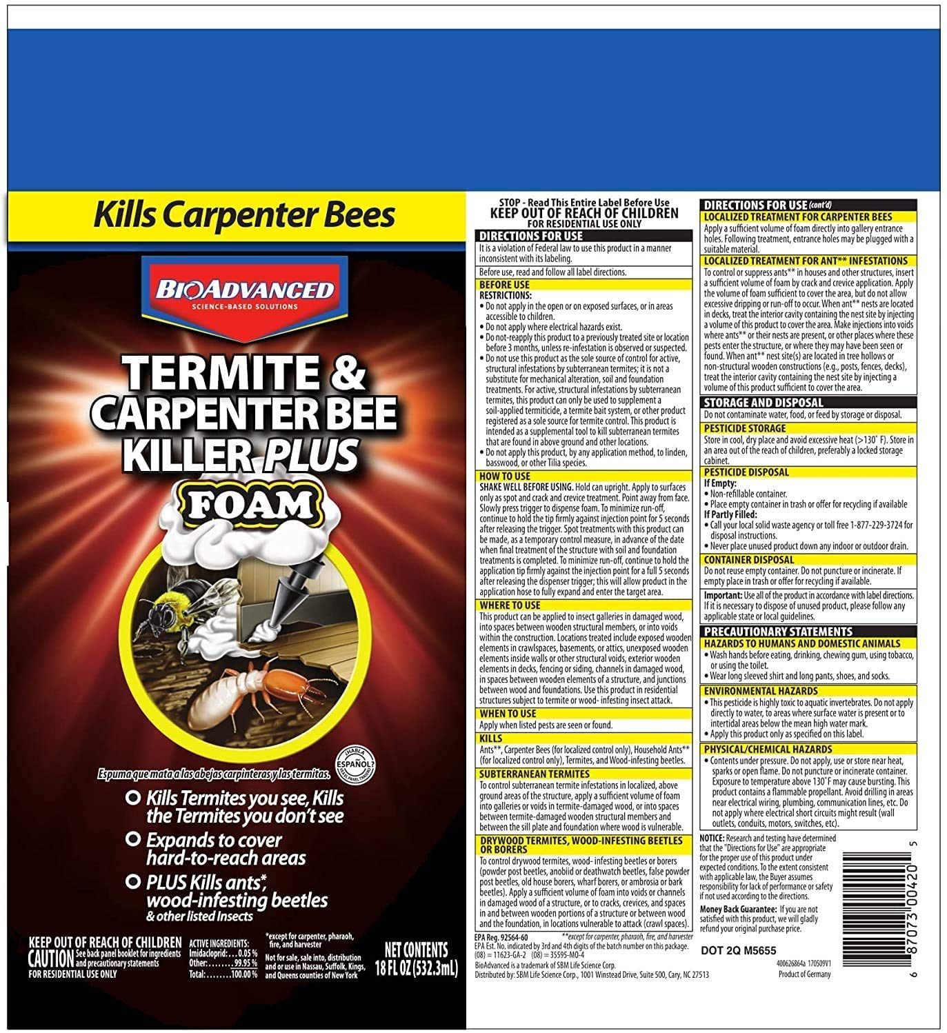 BioAdvanced Termite and Carpenter Bee Killer Plus, Foam, 18 oz — 🛍️ The ...