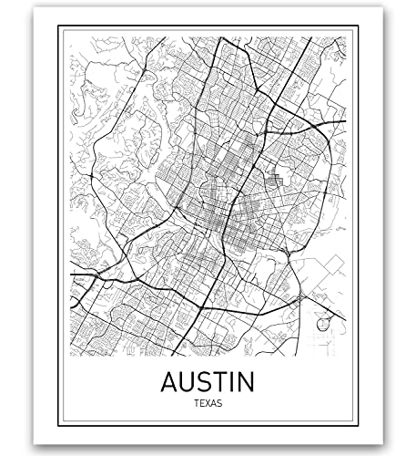 Austin Map Print City Maps of Austin Art Print Map Poster Texas Map ...
