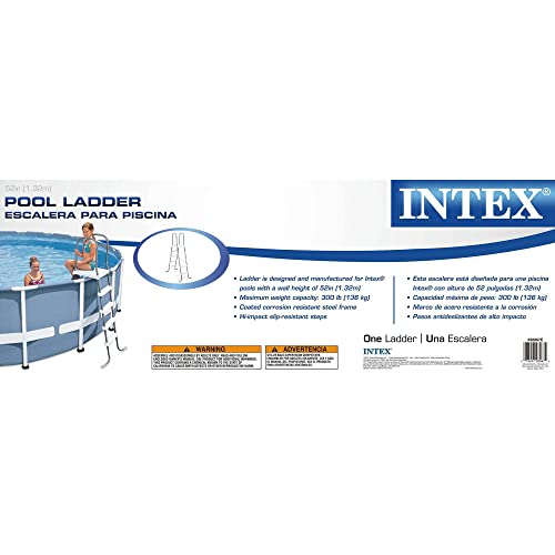 Intex 28067E Steel Frame 52" Pool Entry Step Ladder with Secure Non ...