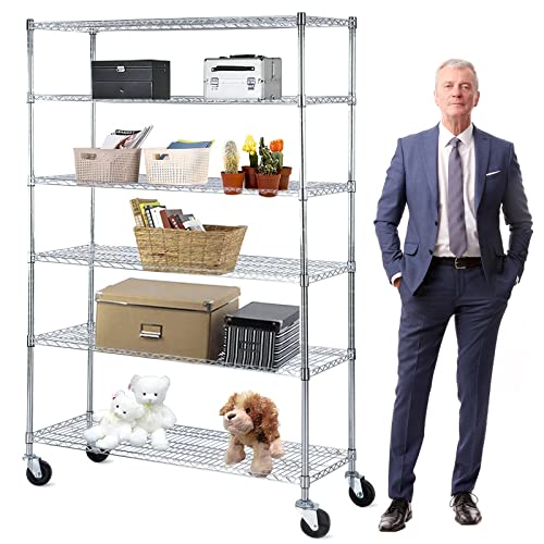 6 Tier Wire Shelving Rack,Steel Shelf 48" W x 18" D x 82" H Adjustable ...